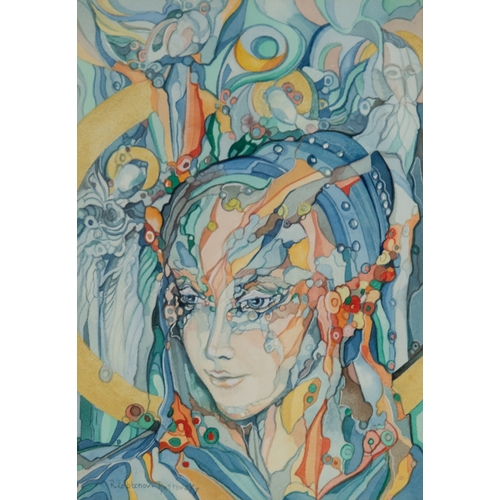 ROXANE LOBANOV-ROSTOVSKY (b.1932) WATERCOLOUR ACCENTUATED WITH GOLD ...
