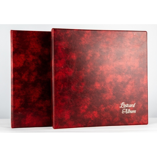 TWO LARGE RING BINDER POSTCARD ALBUMS, HOUSING A GOOD COLLECTION OF ...