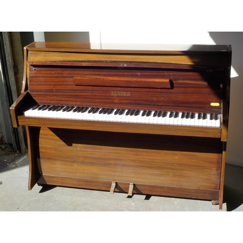 ZENDER MAHOGANY MINI PIANO, IRON FRAMED AND OVERSTRUNG