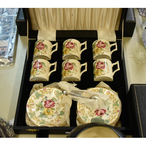 CASED JAMES KENT REGENCY PATTERN POTTERY COFFEE SET OF SIX CUPS ...