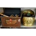 VINTAGE TIN BOX 'TOWN CLERK No 1' WOOD EFFECT FINISH WITH KEY, BRASS ...