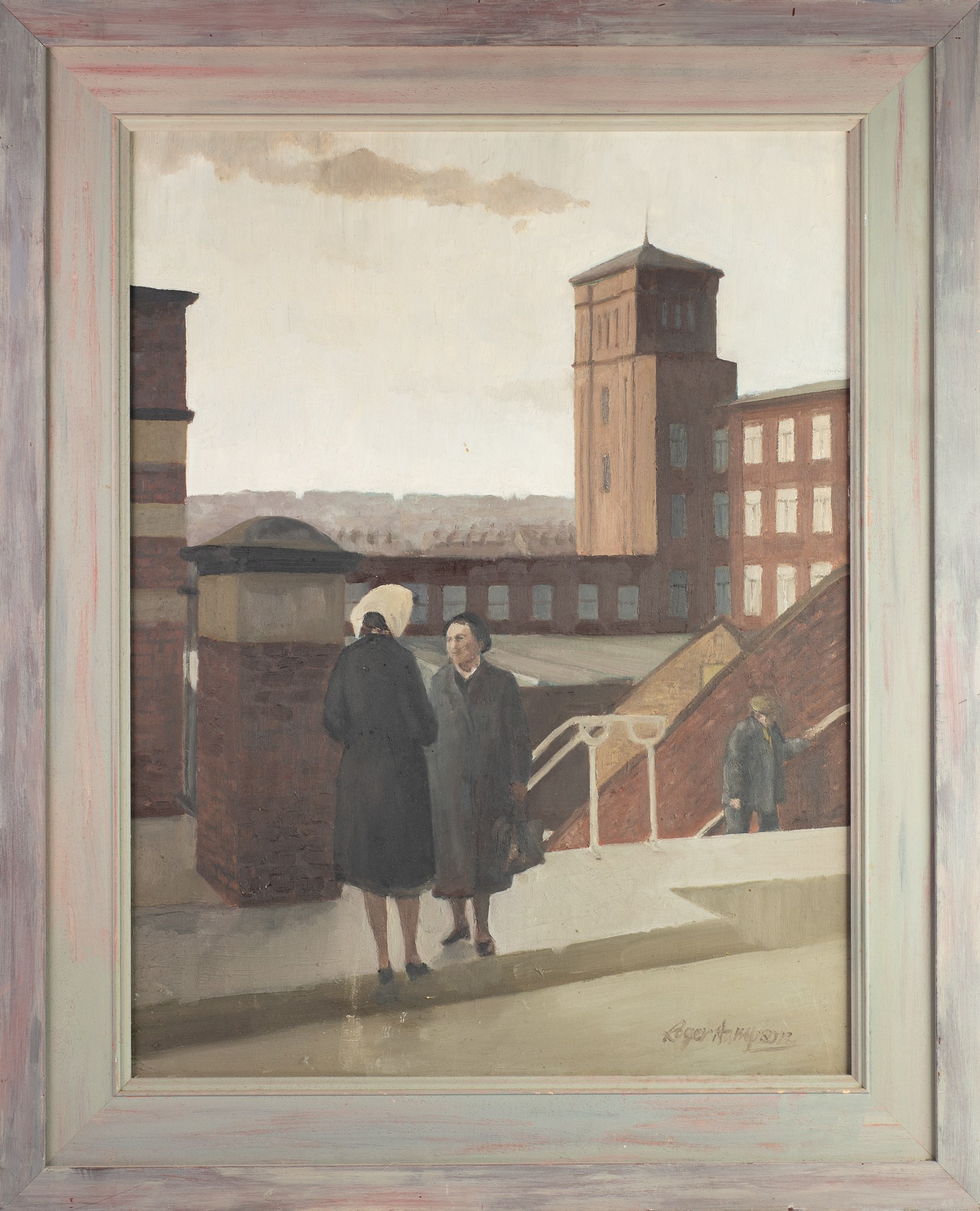ROGER HAMPSON (1925 - 1996) OIL PAINTING ON BOARD Steps to Gilnow Mill ...