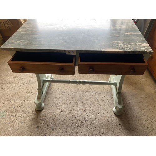 Marble topped Console Table with 2 x drawers - 74 x 92 x 45cm Approx ...