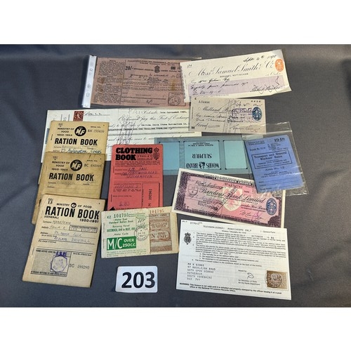 Vintage paperwork to include ration books, clothing books, etc.