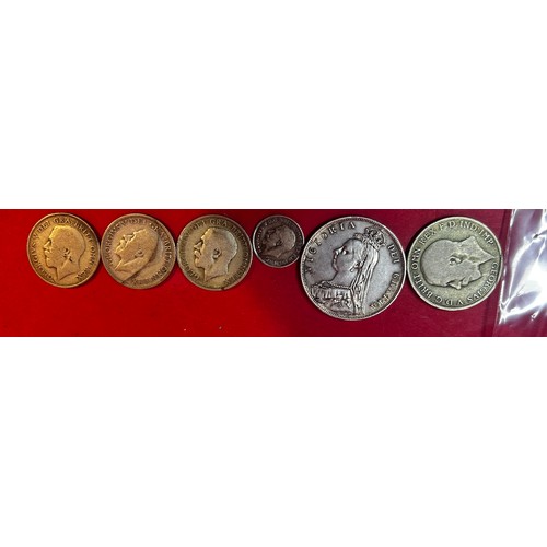 George VI coins including Florins and Victoria 1/2 crown