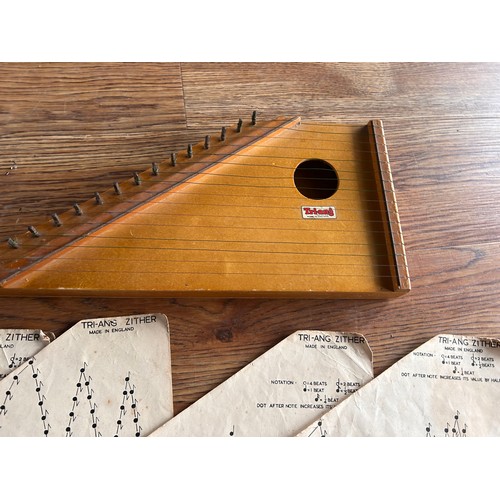 1950s Tri-ang Zither and music sheets