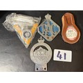 Collection of vintage motoring badges including RAC, Royal East African ...
