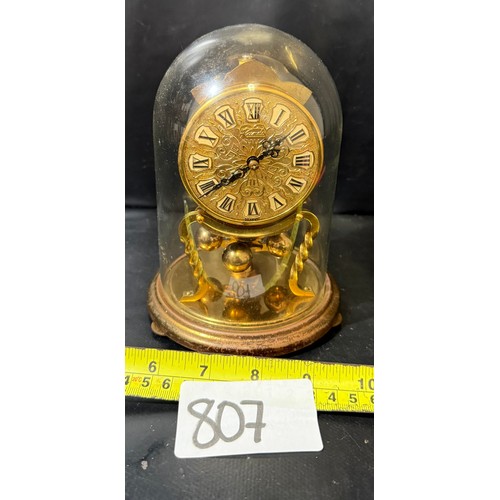 Vintage Kundo anniversary clock under glass dome, Germany. Untested