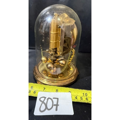 Vintage Kundo anniversary clock under glass dome, Germany. Untested