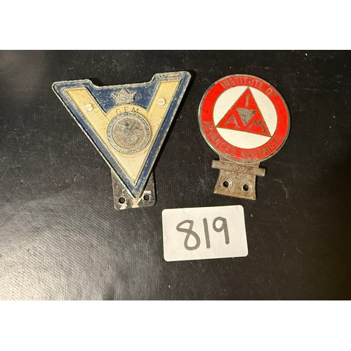 Two vintage car badges – GEM Motoring Assist and Institute of Advanced ...