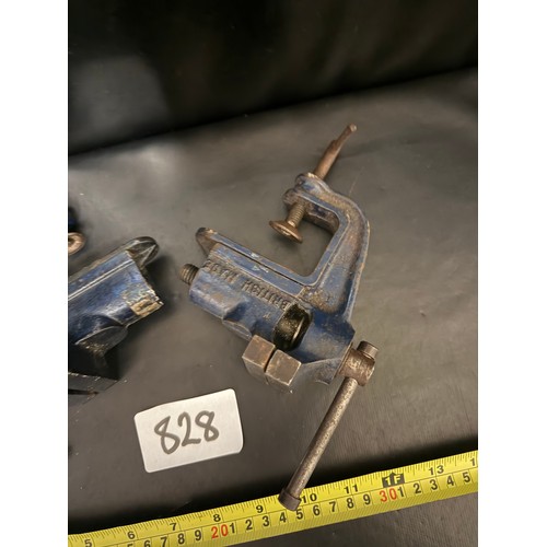 Pair of vintage small engineers vices, both clamp-on type