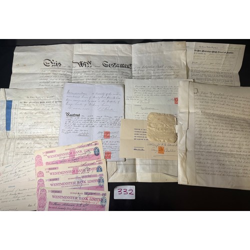 A mixed group of handwritten and typed documents including Inland ...