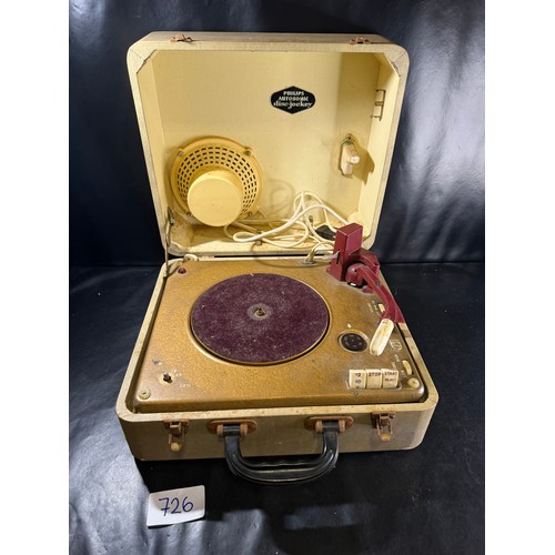 Vintage Philips Autosonic “Disc Jockey” Portable Record Player - untested