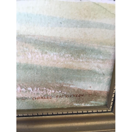 CHARLES PATRICKSON ABA, ELM TREES IN LANDSCAPE, TITLED ON THE BACK ...