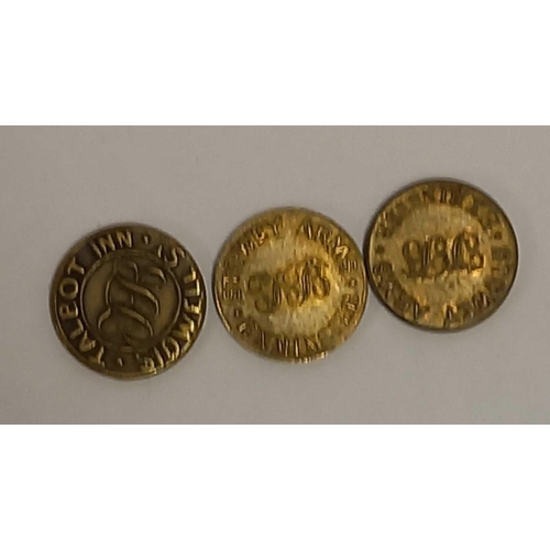 3 EXETER BRASS PUB TOKENS BY E SAGE FOR THE TALBOT IN EXETER & THE ...
