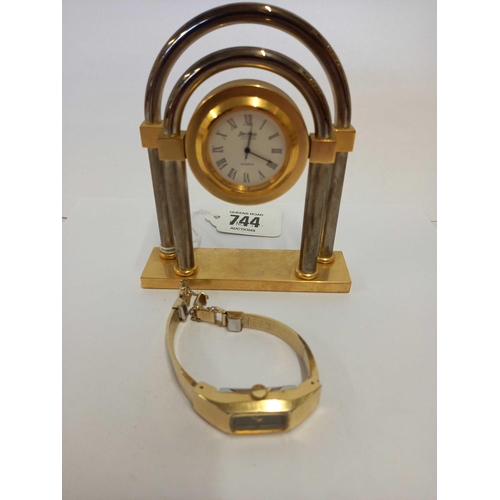 SMALL MODERN QUARTZ DRESSING TABLE CLOCK BY JON- MARIE & A GOLD ...