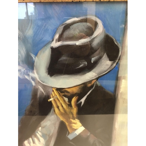 FRAMED OIL ON CANVAS OF A MAN IN A TRILBY BY FABIO PEREZ ARTIST FROM ...