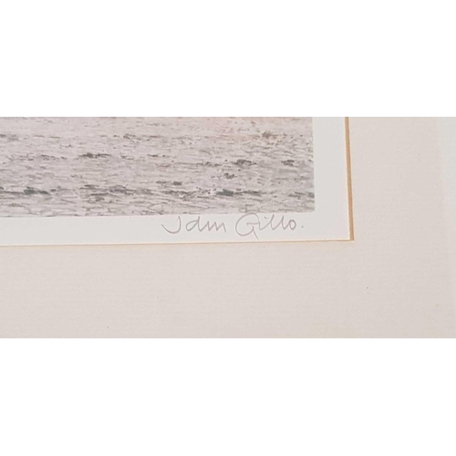 JOHN GILLO; PENCIL SIGNED & INSCRIBED COLOUR PRINT OF THE ESTUARY AT ...