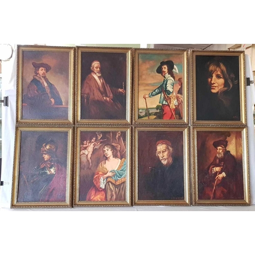 8 GILT FRAMED PORTRAITS