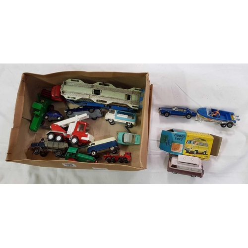 TUB OF MISC CORGI, DINKY TOYS INCL; CORGI CAR TRANSPORTER