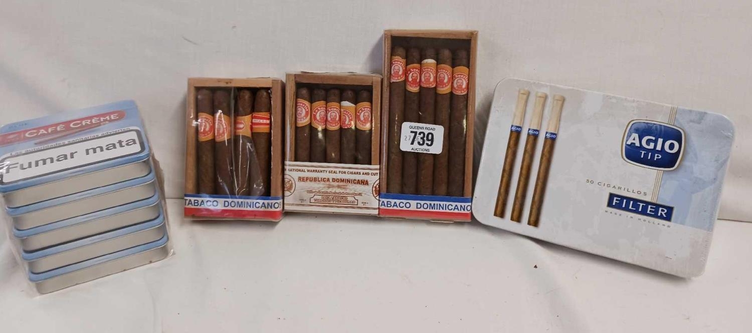3 BOXES OF DOMINICANA CIGARS, 5 TINE OF CAFE CREME CIGARS & 1 TIN OF ...