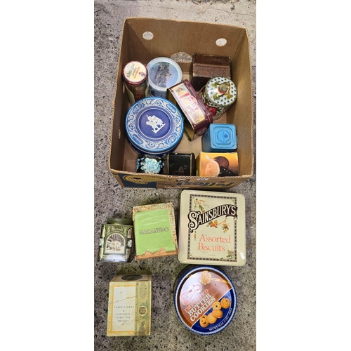 CARTON OF MISC VINTAGE TINS
