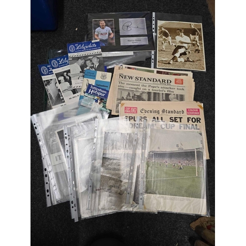 BOX FILE WITH QTY OF TOTTENHAM HOTSPUR MEMORABILIA INCL; A HARRY KANE ...
