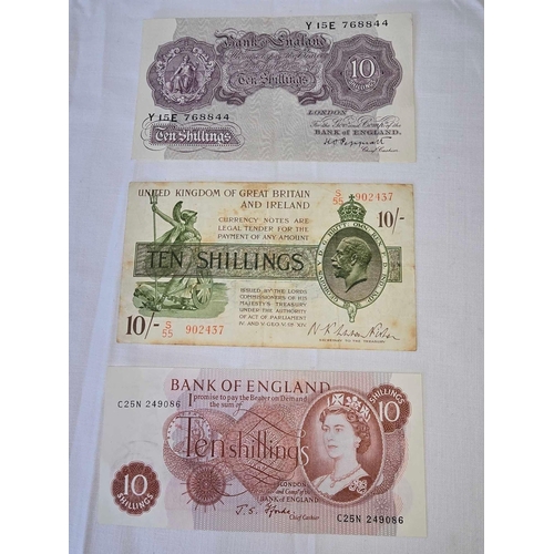 THREE VINTAGE BANK OF ENGLAND TEN SHILLING NOTES
