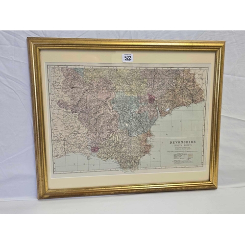 HAND COLOURED MAP OF SOUTHERN DEVONSHIRE, INCLUDING THE CITIES OF ...