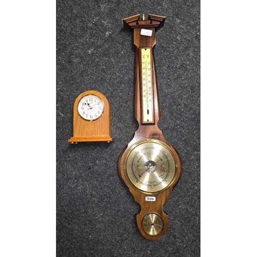 MODERN BAROMETER & A MANTEL CLOCK