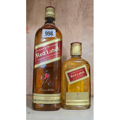 A 750ml BOTTLE OF JOHNNY WALKER RED LABEL & 1 200ml JOHNNY WALKER RED ...