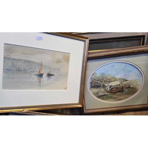 CARTON WITH MISC PRINTS & WATERCOLOURS, 2 ORIENTAL SILKS & AN ORIGINAL ...