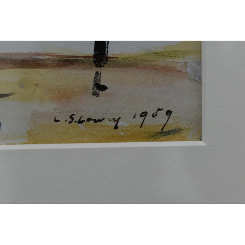 Framed and Glazed L.S. Lowry Print Entitled Yachts 1959 approx 17"x 14"