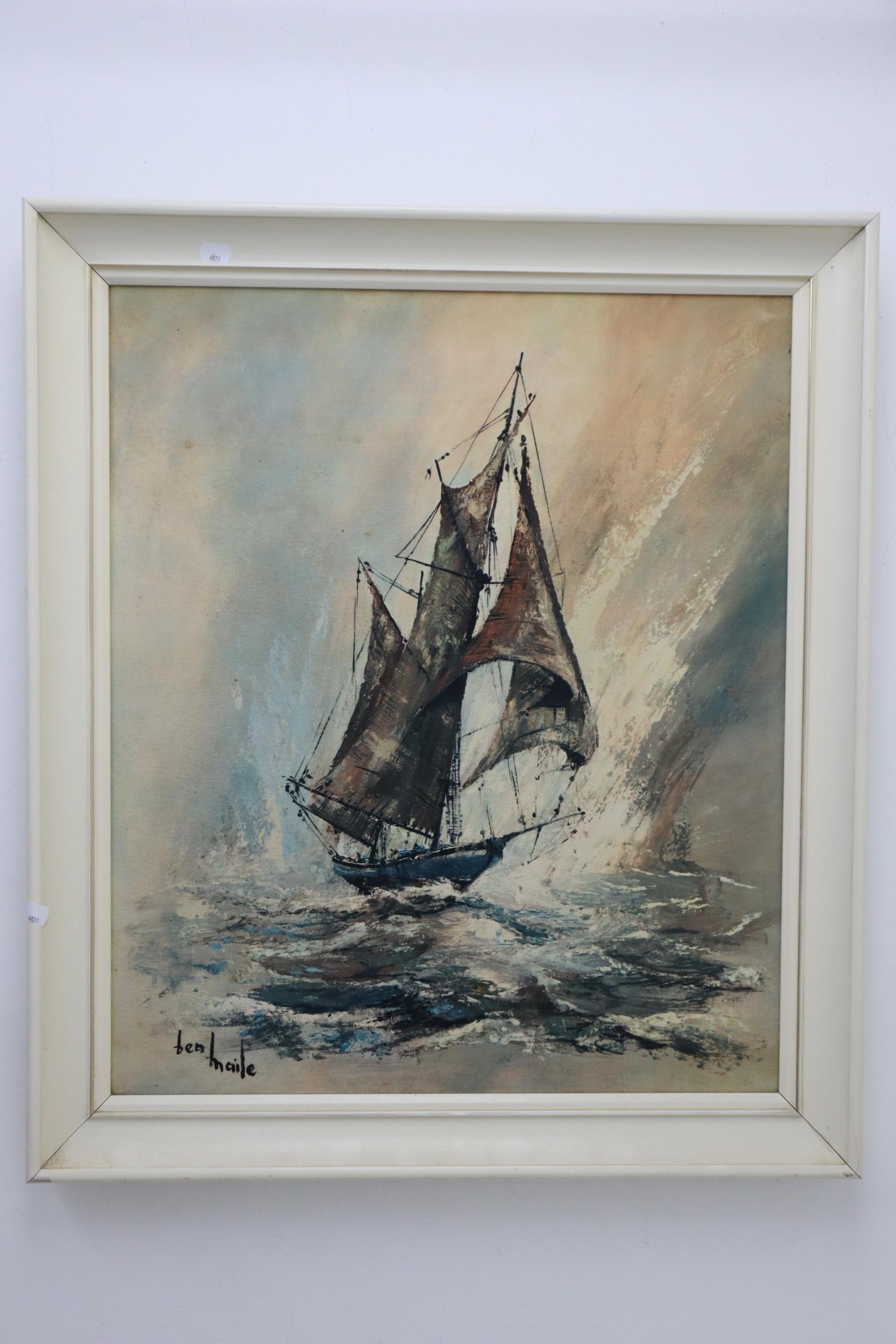 A Large Ben Maile Print Titled 'The ketch'. Approx 32.5"x28".
