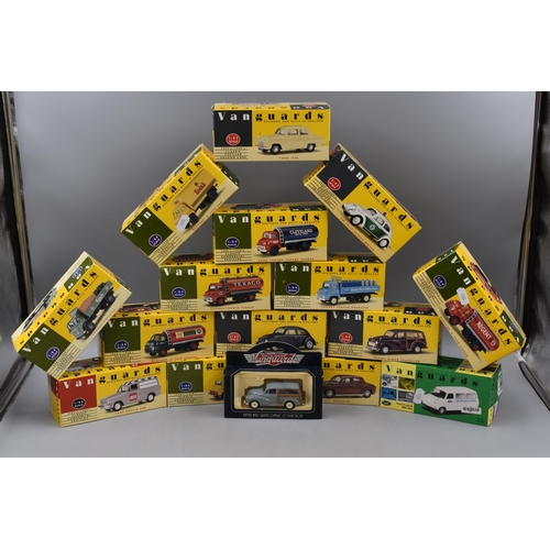 A Selection of Sixteen Boxed Vanguards Die Cast Model Cars