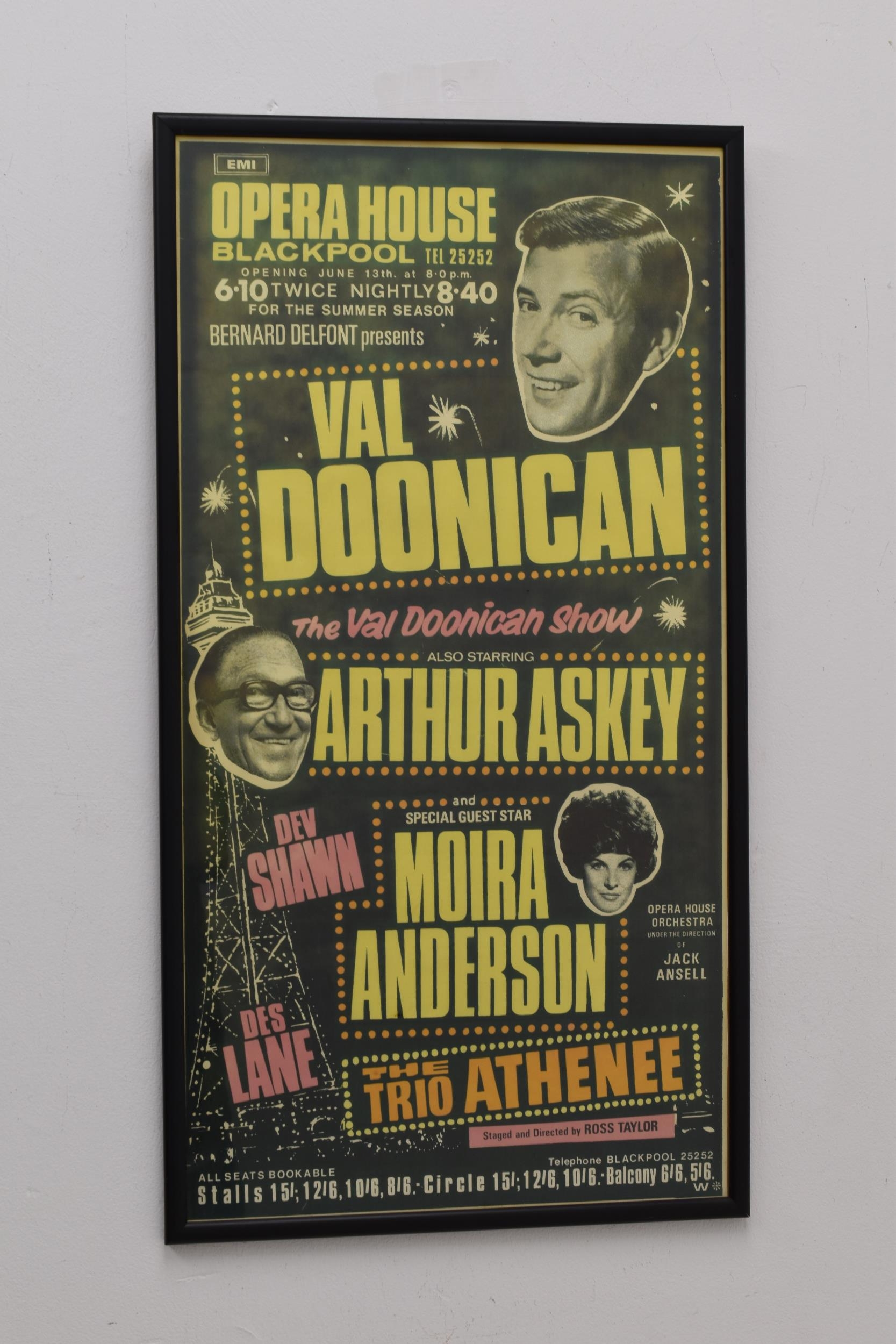 A Vintage Opera House Blackpool Theatre Poster, June 13th 1969 ...