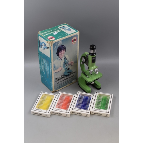 Beginners Microscope (50-1200) complete with Four Boxes of Slides