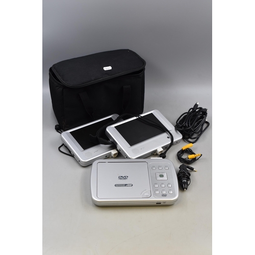 Twin Screen Portable In Car Dvd player complete with leads and 12v ...