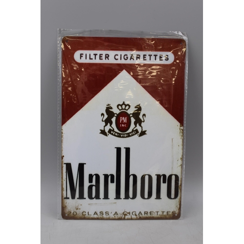 Vintage Style Tin Plate Marlboro Cigarettes Plaque 12"x 8"