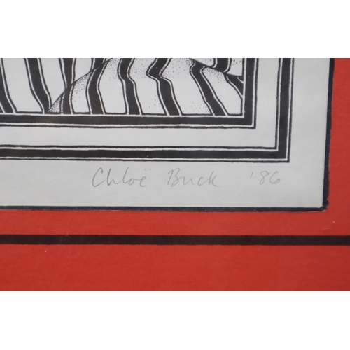 A Framed and Glazed Signed Chloe Buck Print Depicting Zebra, 5/150 ...