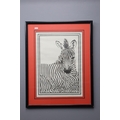 A Framed and Glazed Signed Chloe Buck Print Depicting Zebra, 5/150 ...