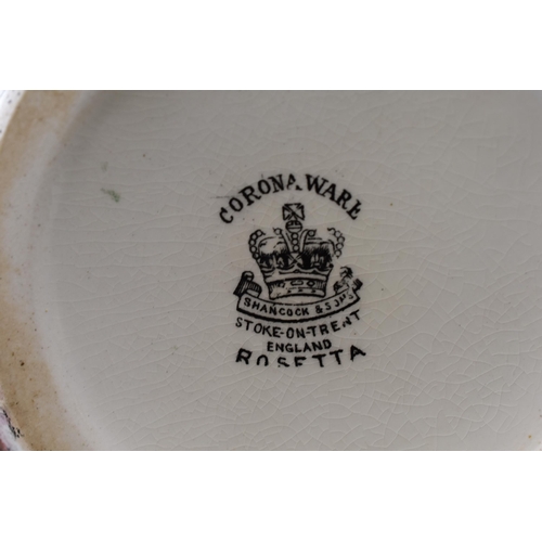 A Pair of 1920's Handpainted Corona Ware Rosetta Vases, With Matching ...