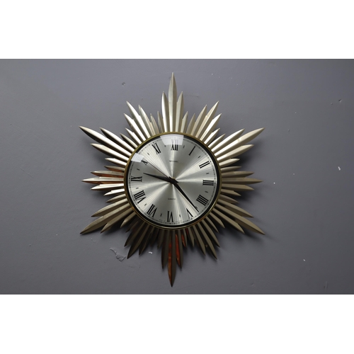 Vintage 1960's Metamec Metal Sunburst Clock with Quartz movement ...
