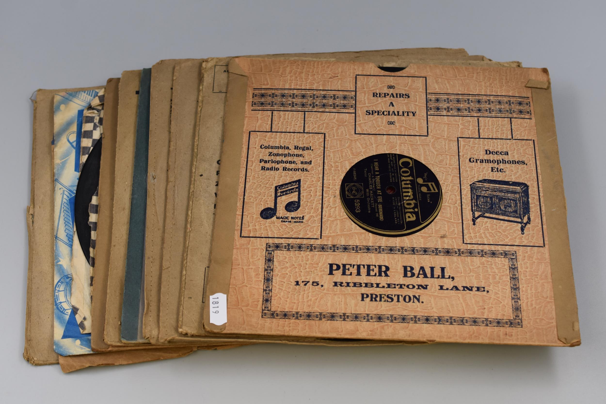 Ten 78 Shellac Vinyl Records in Original Sleeves