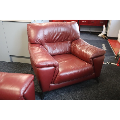 Red leather suite to include 2 seater setee 65" wide x 37" deep x 32 ...
