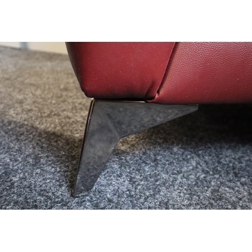Red leather suite to include 2 seater setee 65" wide x 37" deep x 32 ...