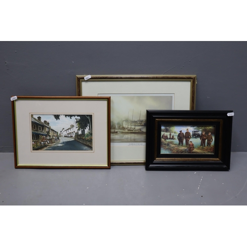 Collection of 3 paintings to include a David C'Bell daybreak at the ...