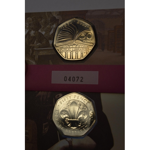 Two Collectable UK 50p First Day Covers, Public Libraries and Centenary ...