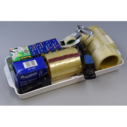 Selection of stationary items to include, desk tidys, 3 rolls 2" clear ...