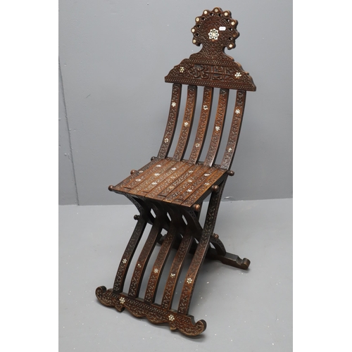 An Antique Mother of Pearl Inlaid Syrian Folding Chair, Approx. 40 ...